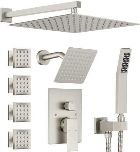 Dual Rainfall Shower Head System with 4 Body Jets, JetsBath Shower ...