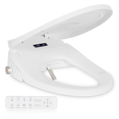 Electric Bidet Toilet Seat, Elongated V-shaped Heated Bidet with Dryer and Warm Water, Rear and ...