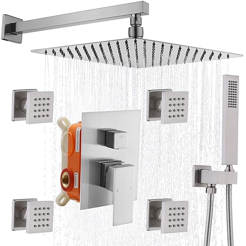 Enga Full Body Shower System with Body Sprays Jets, 12 Inch Rain Shower ...