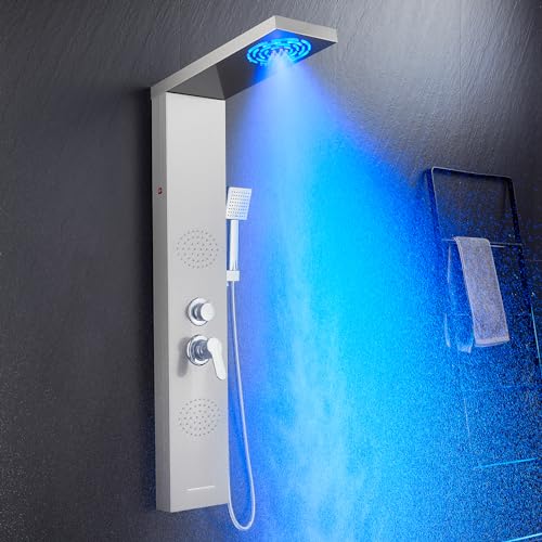 POPFLY 5 IN 1 LED Shower Panel Tower System with Mist?Rain System ...