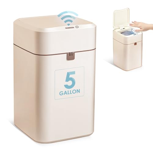 SMALLSHS 5 Gallon Automatic Trash Can, Touchless Motion Sensor Plastic ...